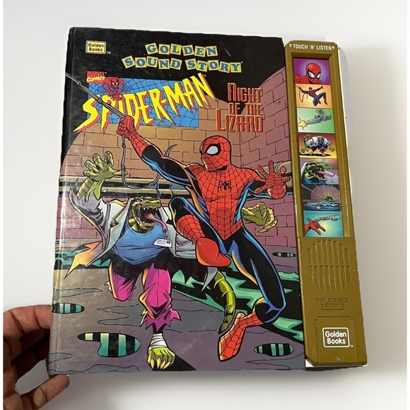 Media | Vtg Golden Books Spiderman Night Of The Lizard Touch N Listen ...